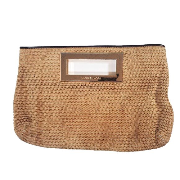 Michael Kors | Bags | Michael Kors Womens Straw Clutch Natural Raffia ...